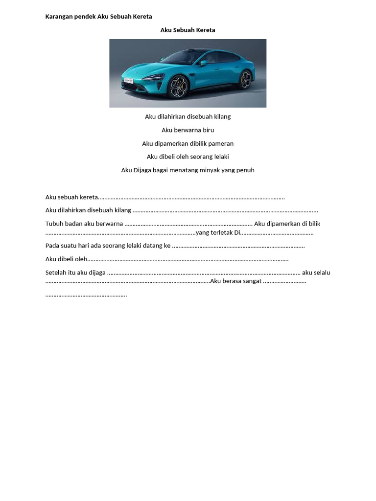 Karangan Pendek Aku Sebuah Kereta | PDF