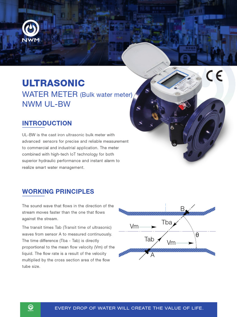 NINGBO Ultrasonic Bulk Water Meter DataSheet | PDF