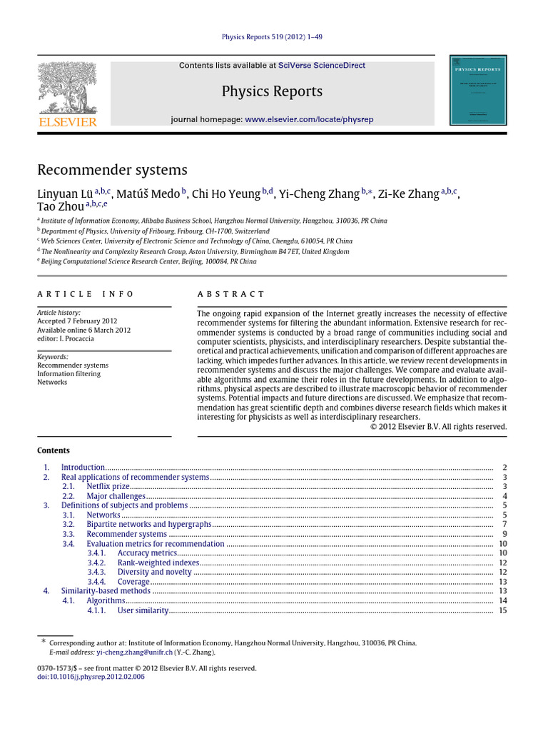 Recommender Systems | PDF