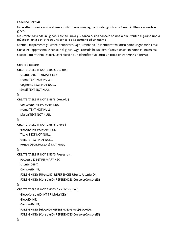 Compito Informatica Database | PDF