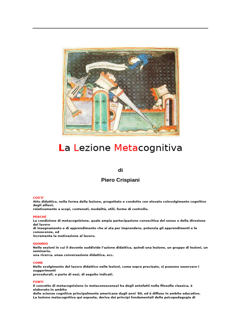 Didattica Metacognitiva Crispiani | PDF