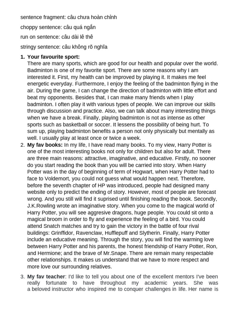 Sentence Fragment | PDF