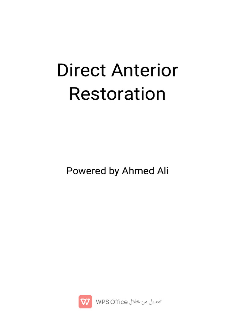 Direct Anterior Restoration | PDF