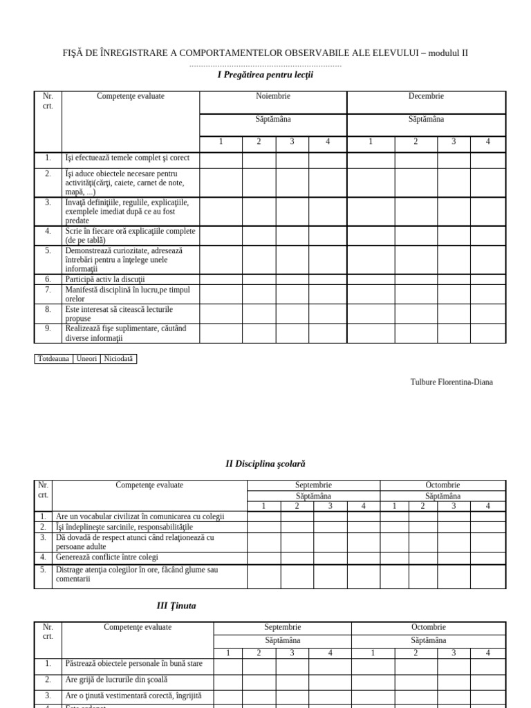 Fise Obs Elevi | PDF