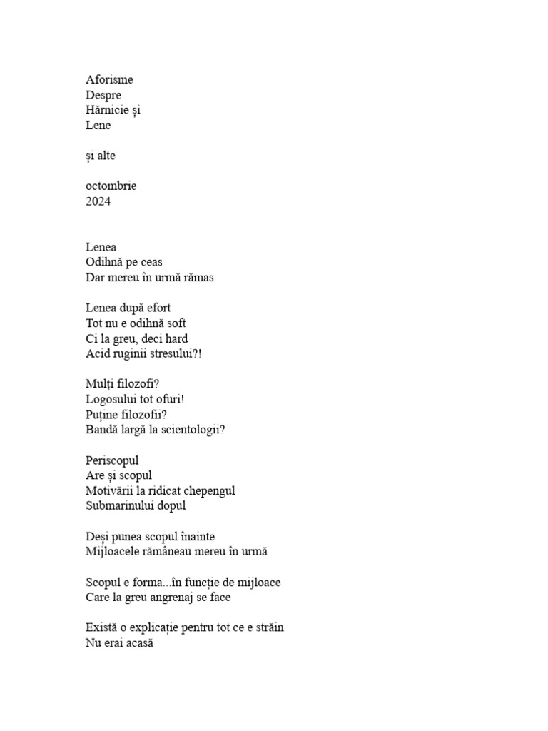 Aforisme Despre Hărnicie Oct 2024 | PDF