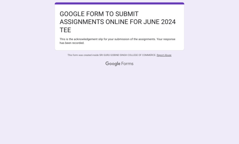Google Form To Submit Assignments Online For June 2024 Tee | PDF