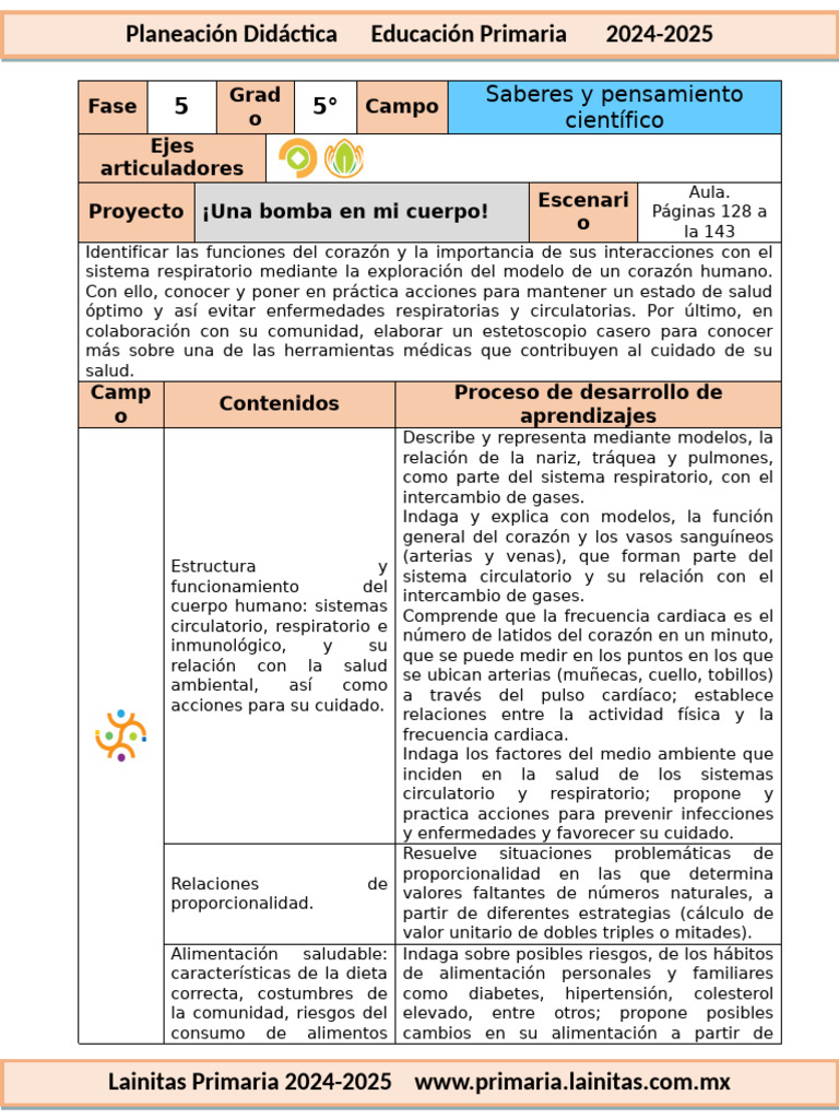 5to Grado Octubre - 06 Una bomba en mi cuerpo (2024-2025) | PDF