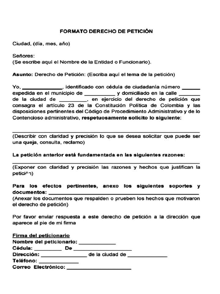 formato derecho peticion | PDF