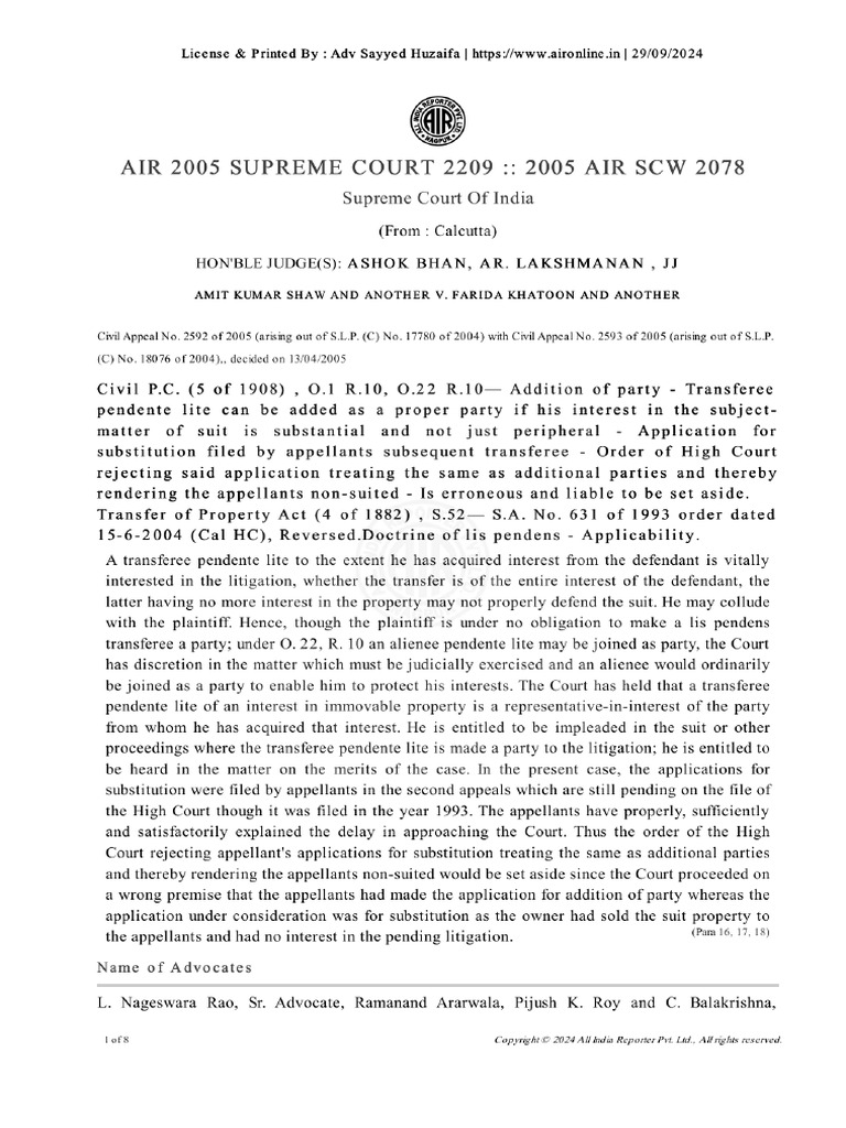 Air 2005 Supreme Court 2209 | PDF