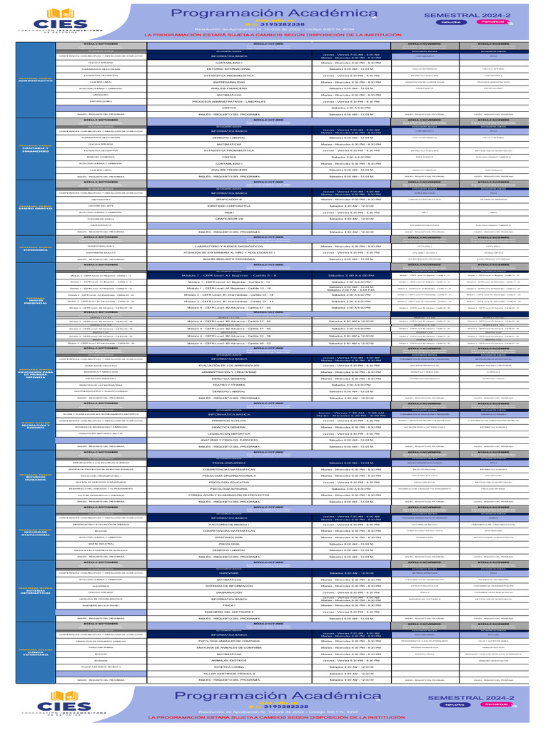 Programación Académica 2024-2 CIES | PDF | Sicología | Ingeniería de software