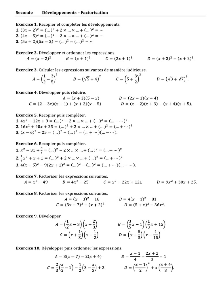 spipIMGpdffactorisation Developpement Fiche1 PDF | PDF