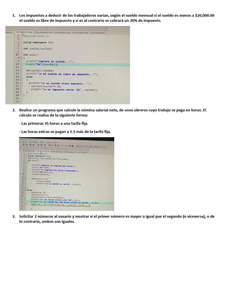 Ejercicio en Clases de Condicionales | PDF