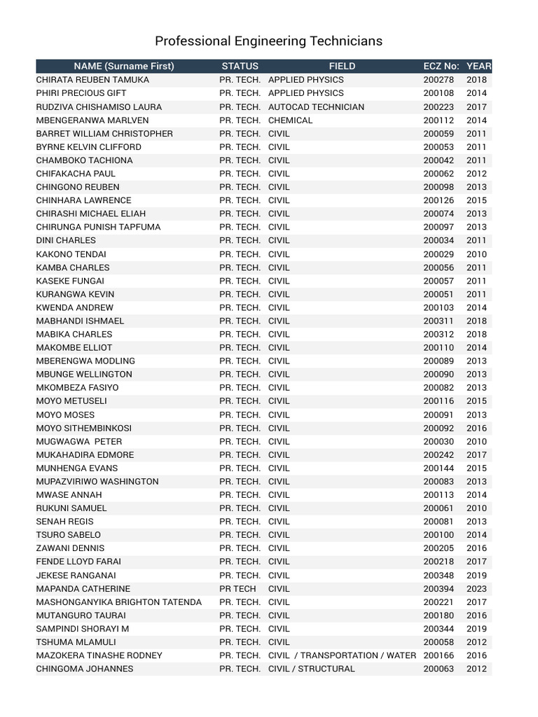 Professional Engineering Technicians | PDF