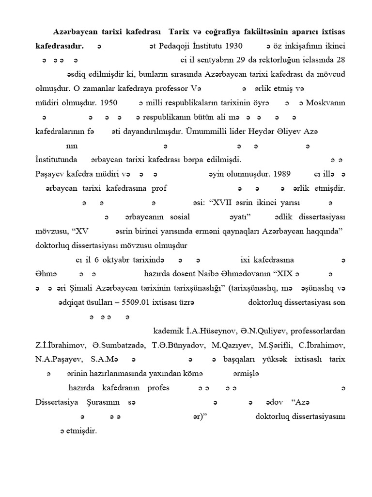 Azerbaycan Tarixi Kafedrasi | PDF
