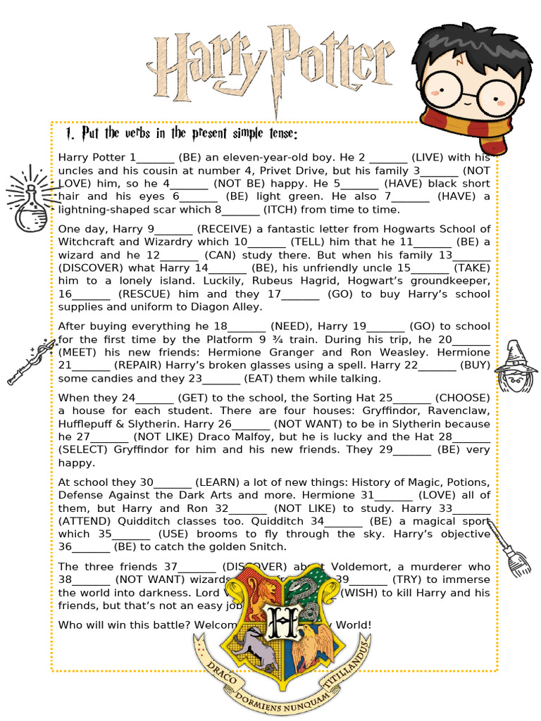 HOMEWORK present-simple-with-harry-potter_152874 | PDF