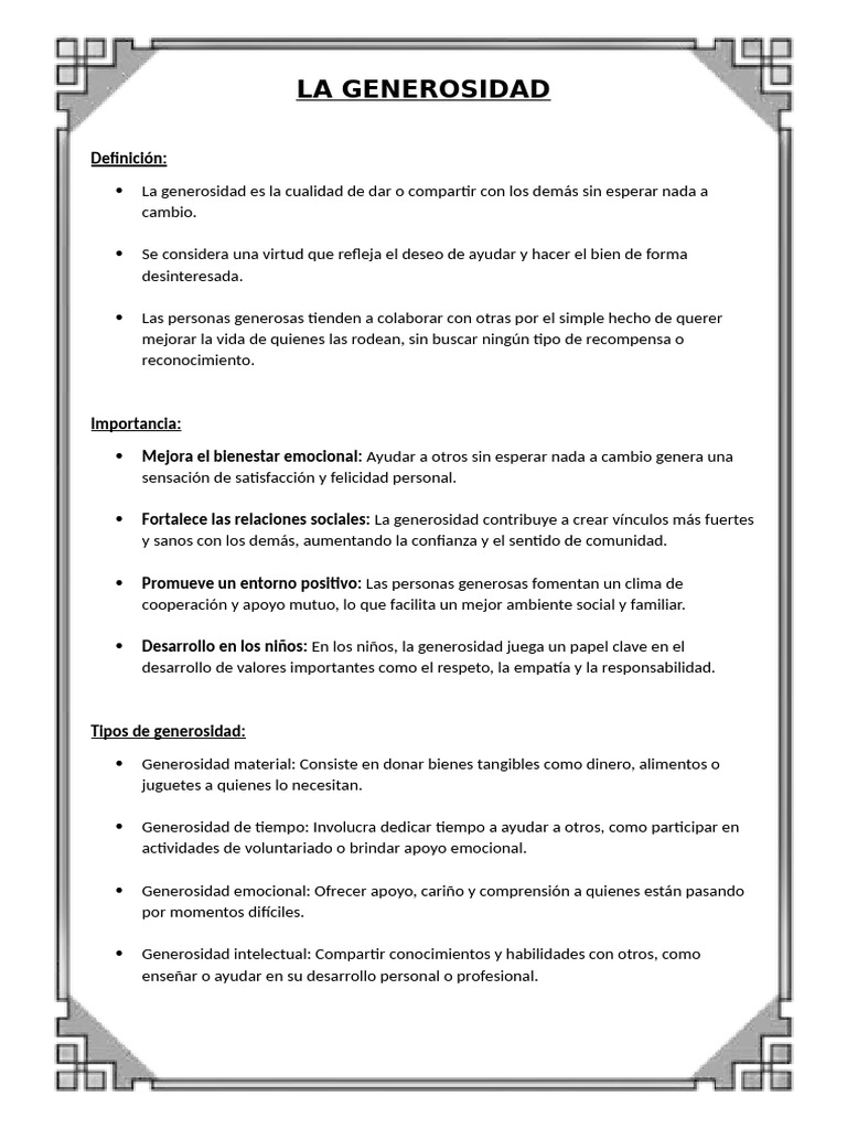 La Generosidad Pdf