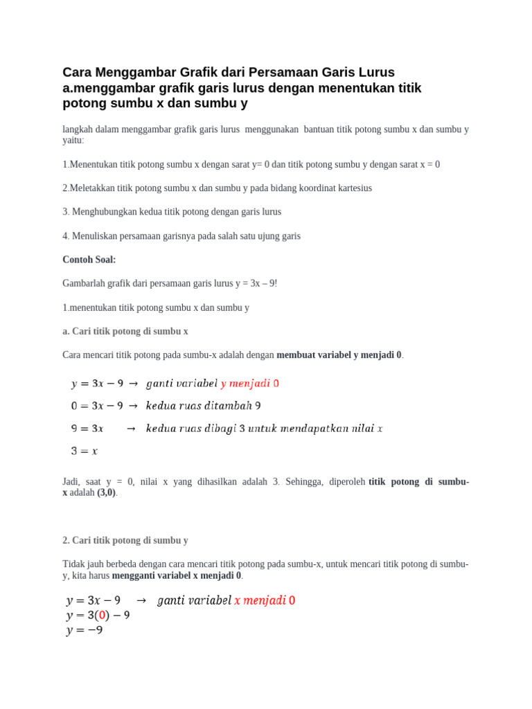 Bahan Ajar Persamaan Garis Lurus | PDF