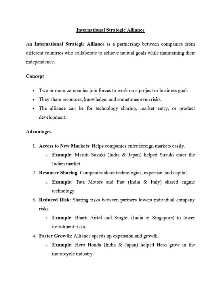 International Strategic Alliance | PDF