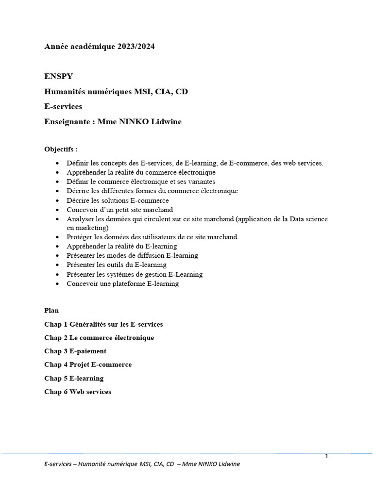 E-Services Chap 1 Et 2 | PDF