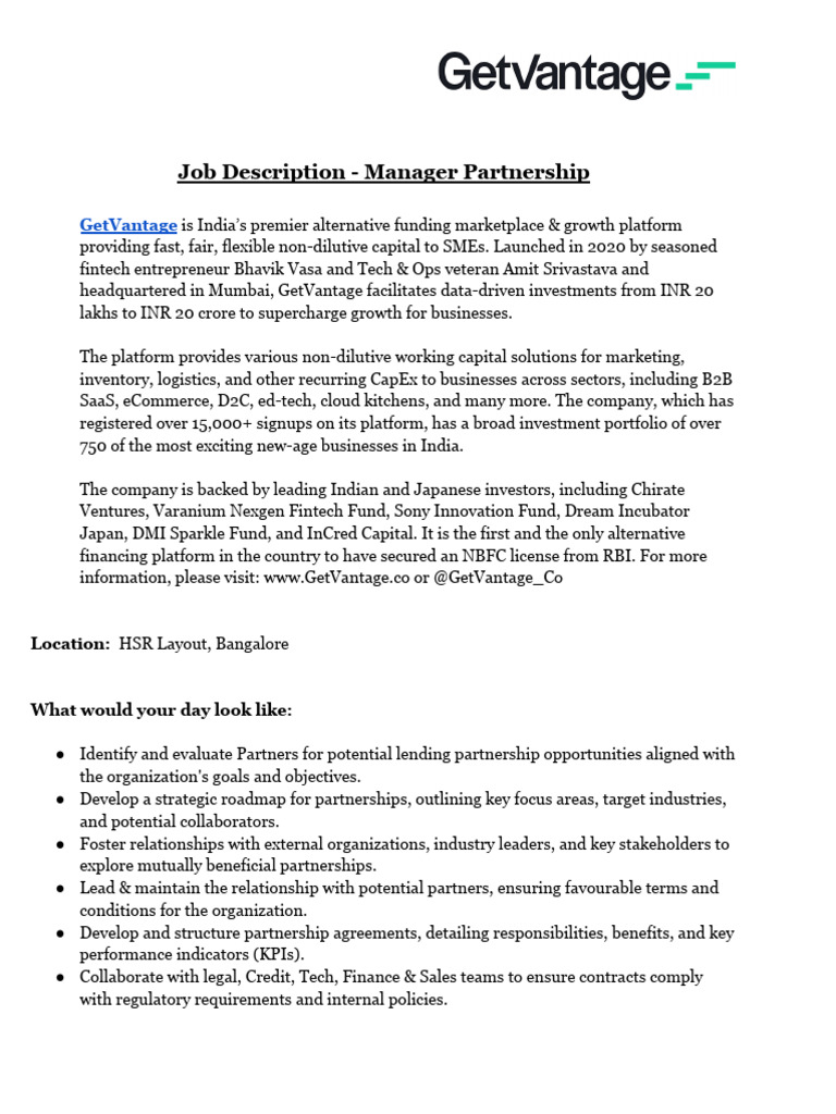 JD - Manager Partnership | PDF