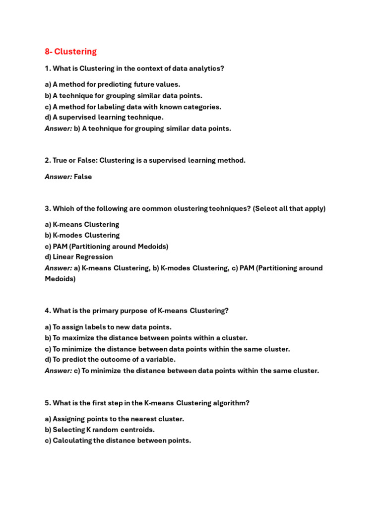 8-Clustering: Answer | PDF