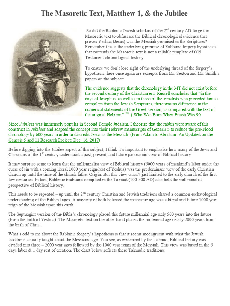 The Masoretic Text Matthew1 and The Jubi | PDF