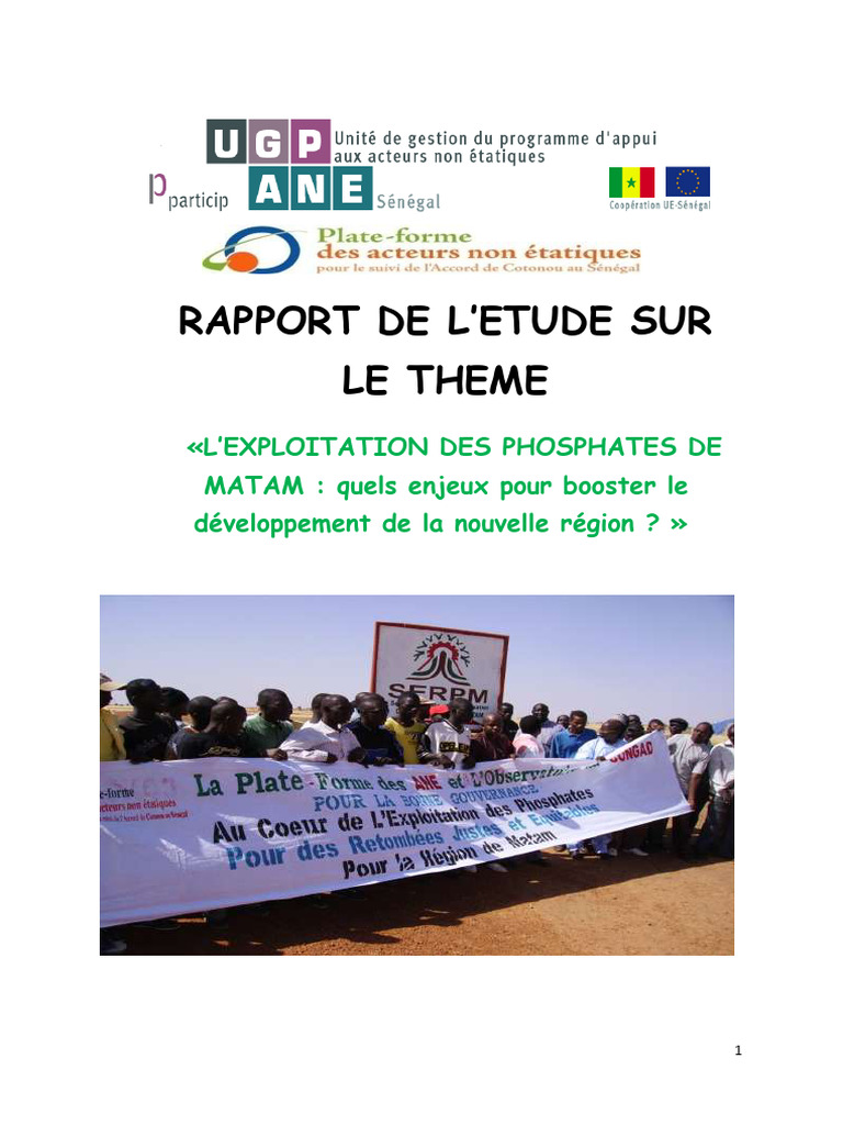 Pf-Ane Rapport TH Matique R Gionale - Plaidoyer Matam | PDF