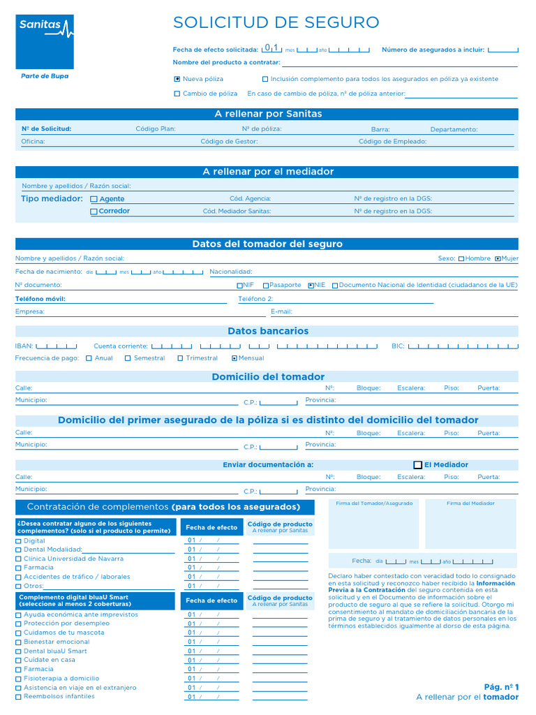 Solicitud Seg. 1 Pax | PDF