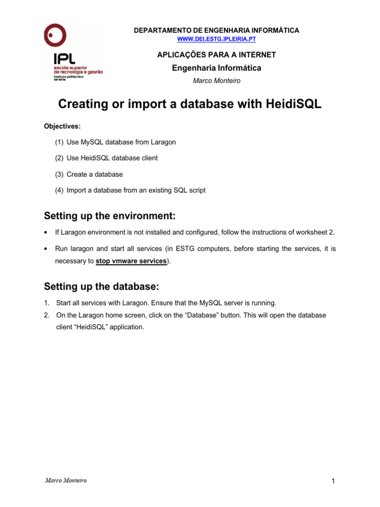 Tutorial - Laravel.02 Create Import DB heidiSQL | PDF