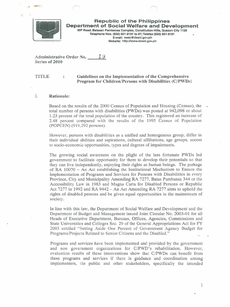 Guidelines on the Implementation of the Comprehensive Program | PDF