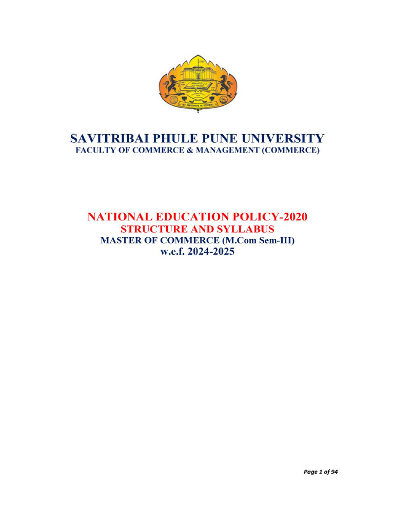 1 Sanap NEP M.com Sem-III Integrated Syllabus 2024-2025 22.07.2024 | PDF