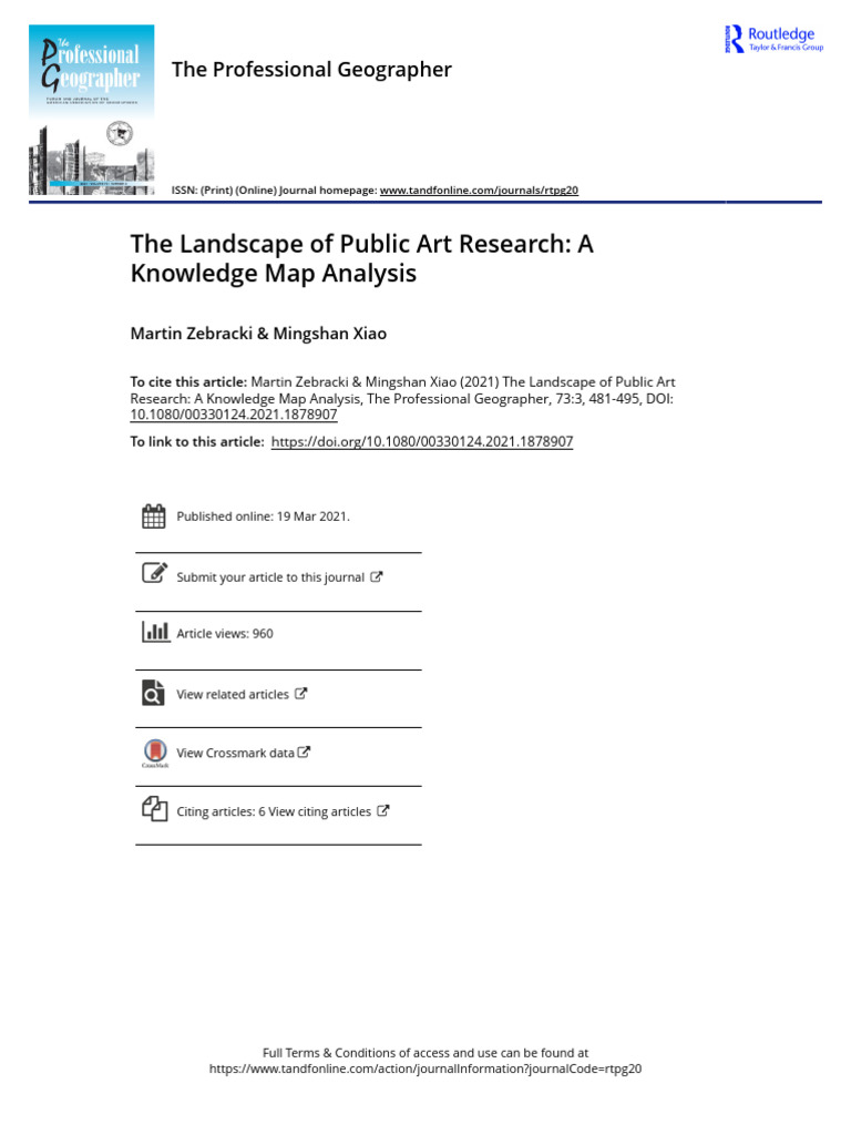 The Landscape of Public Art Research A Knowledge Map Analysis | PDF