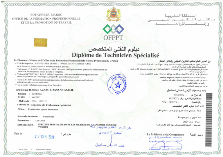 DIPLOME Technicien Spécialisé | PDF