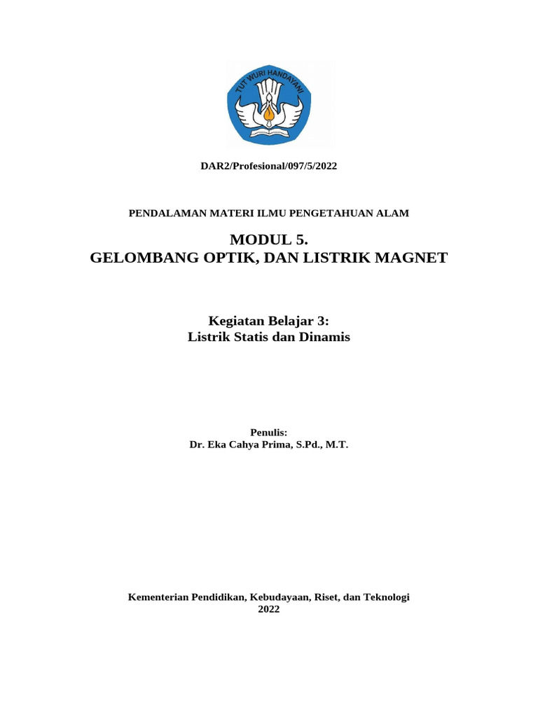 Final Modul IPA 5 KB 3 Listrik Statis Dan Dinamis (Eka Cahya Prima) | PDF