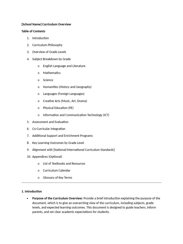 Curriculum Overview | PDF