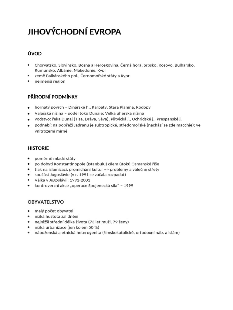 Jihovýchodní Evropa | PDF