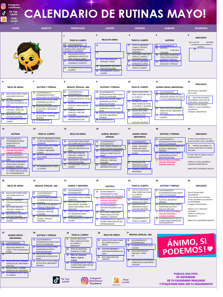 Calendario de Rutinas Mayo | PDF