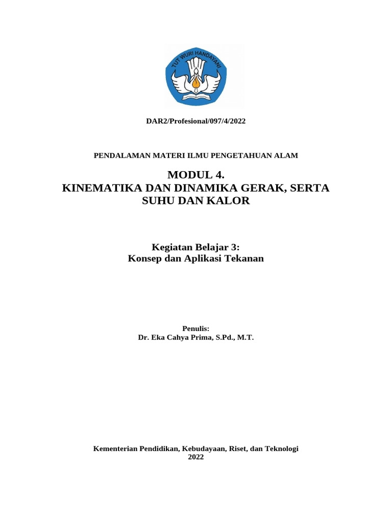 Final Modul IPA 4 KB 3 Konsep dan Aplikasi Tekanan (Eka Cahya Prima) | PDF