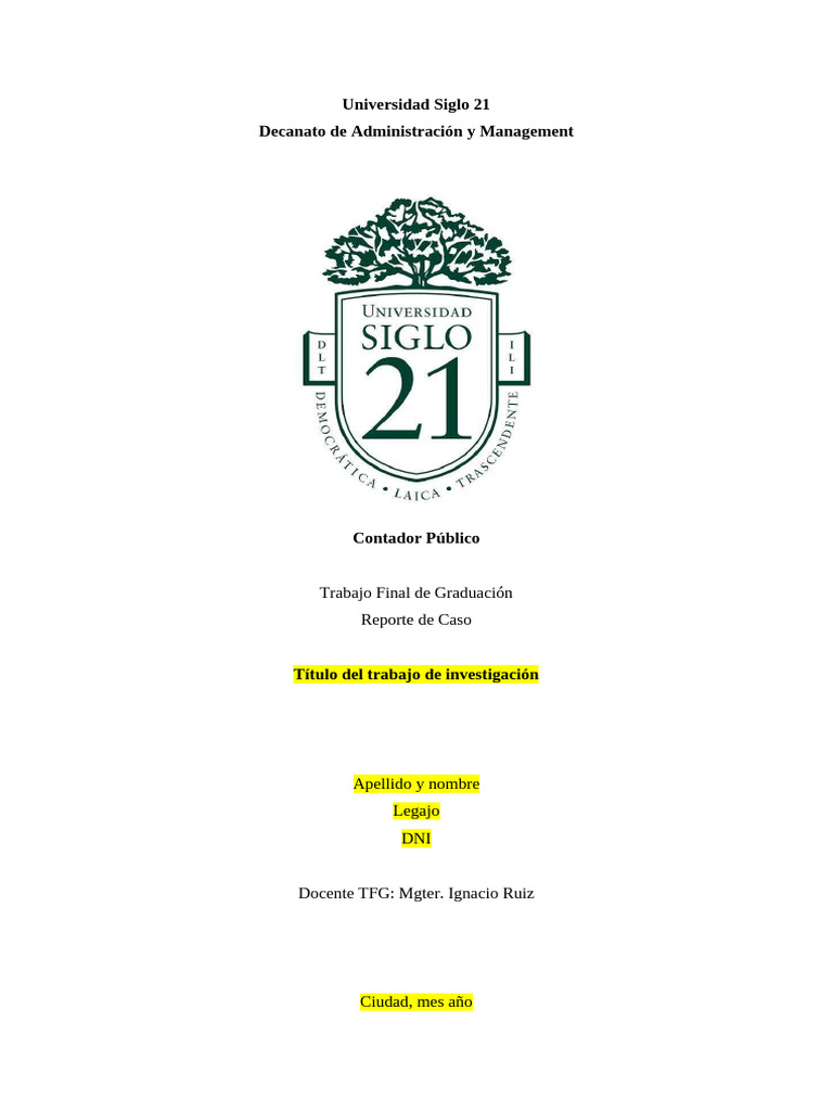 Esqueleto TFG Reporte de Caso | PDF | Negócios