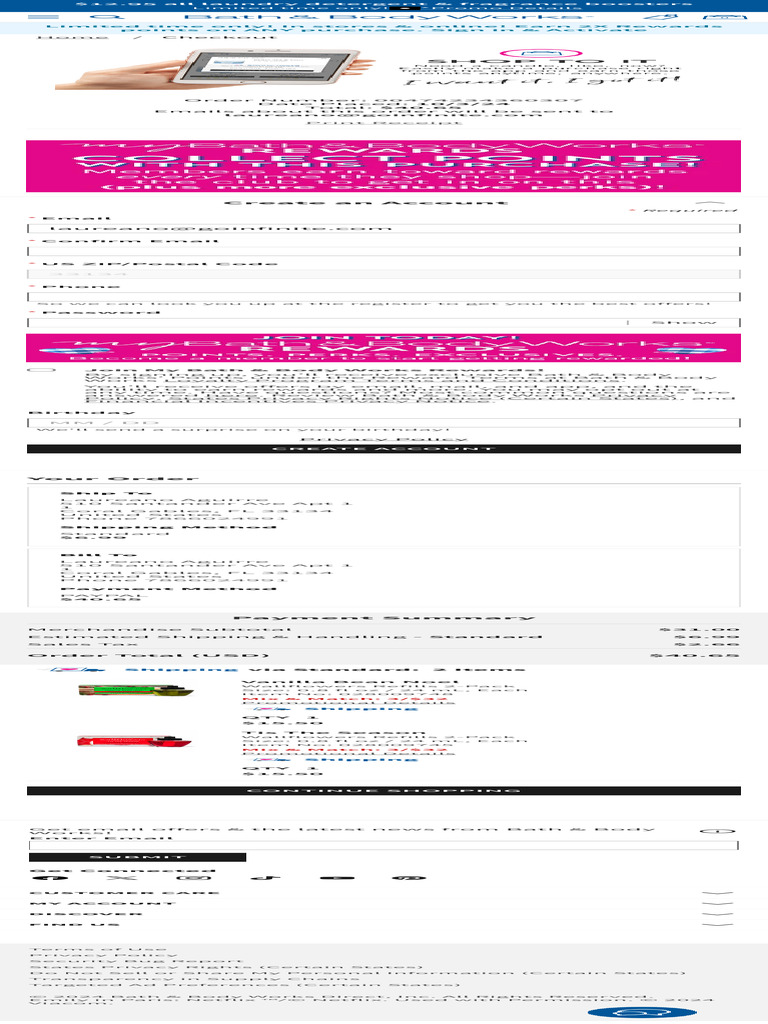 Review Your Order Bath & Body Works | PDF