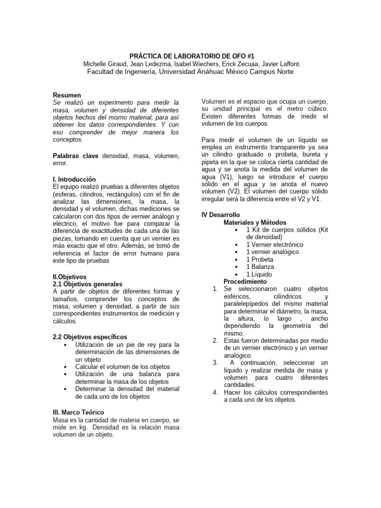 OFO - Práctica 1 | PDF