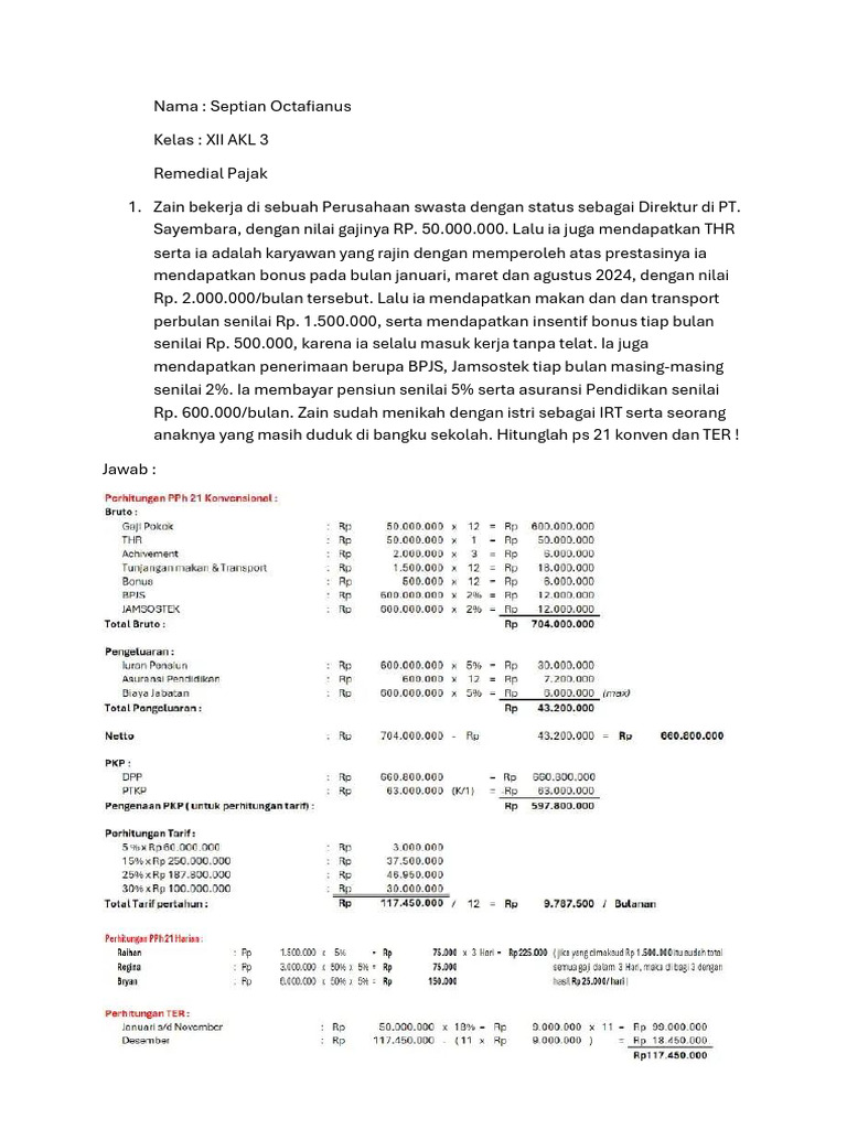 Remedial Pajak Septian Octafianus XII AKL 3 | PDF | Business | Social ...