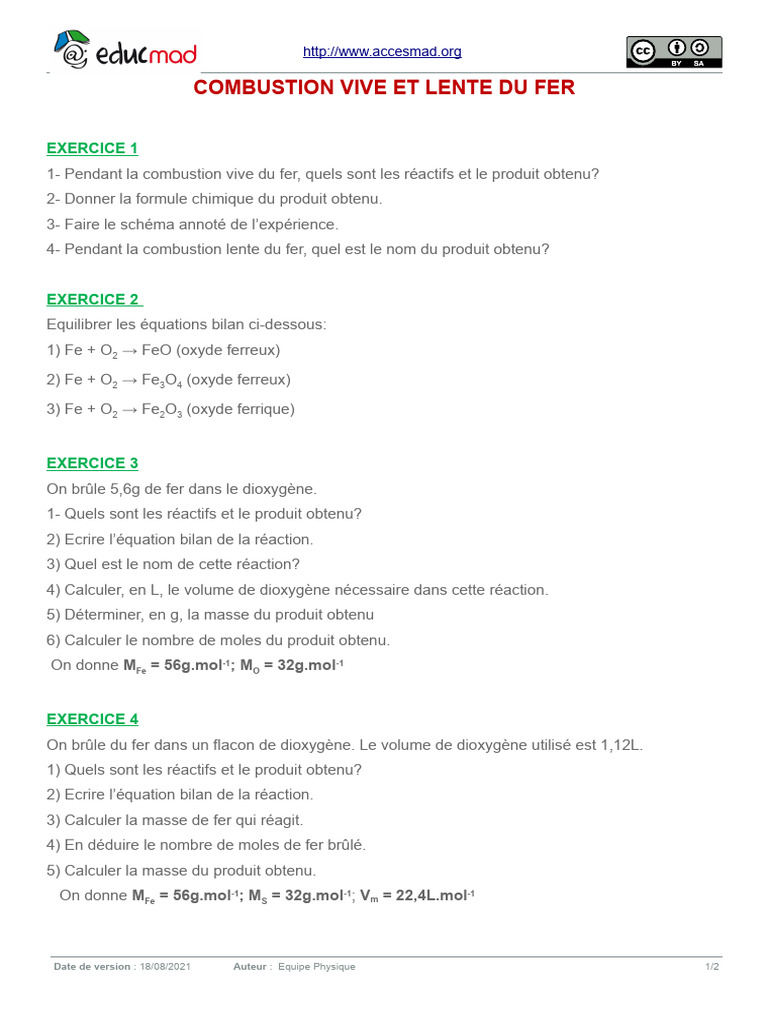 Combustion Vive Et Lente Du Fer-1 | PDF