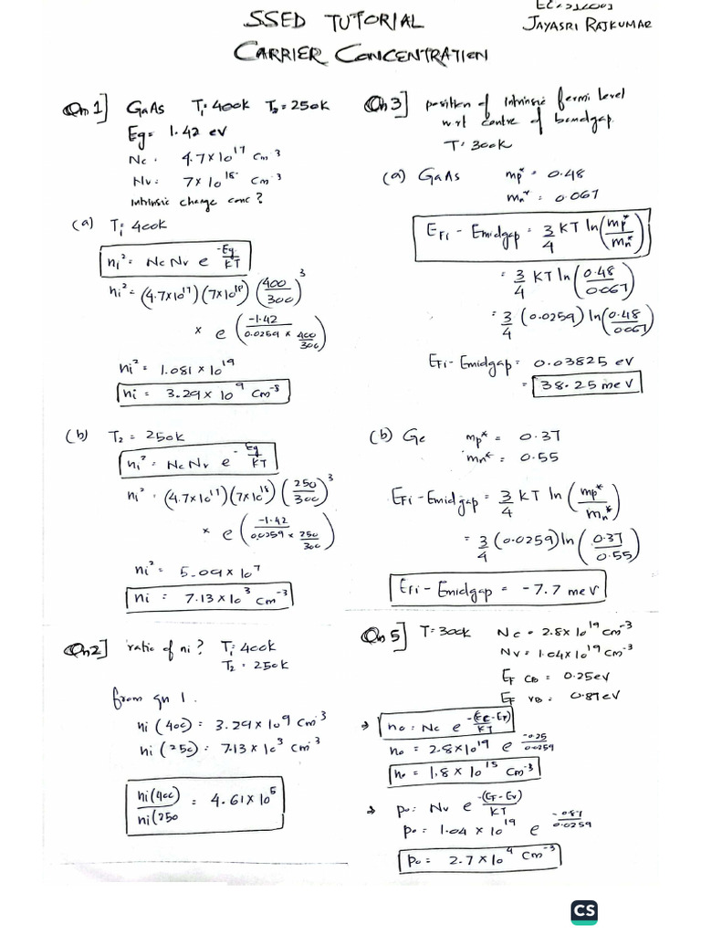 SSED Tutorial Carrier Conc | PDF