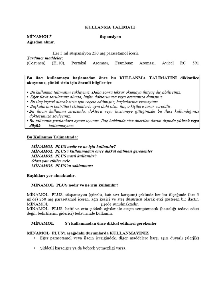 MI NAMOL PLUS 250 Mg5 ML Oral Su Spansiyon KT | PDF