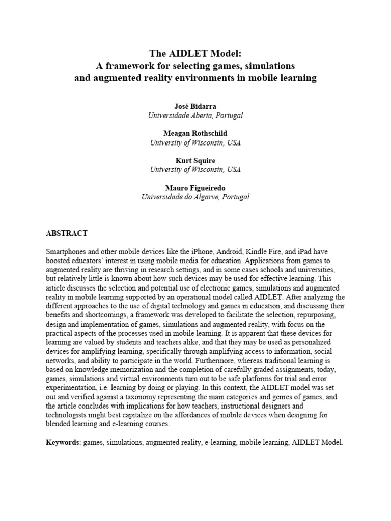 The AIDLET Model A Framework For Selecti | PDF