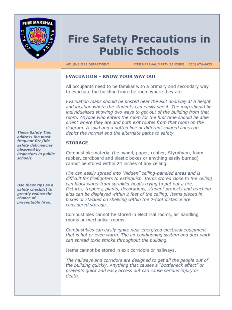 Fire Safety Precautions in Public Schools: Evacuation - Know Your Way ...