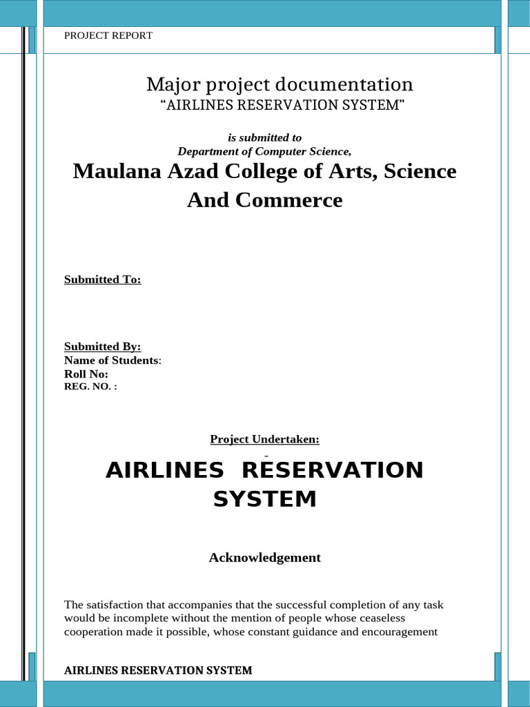 Airline Reservation System Project Docum | PDF
