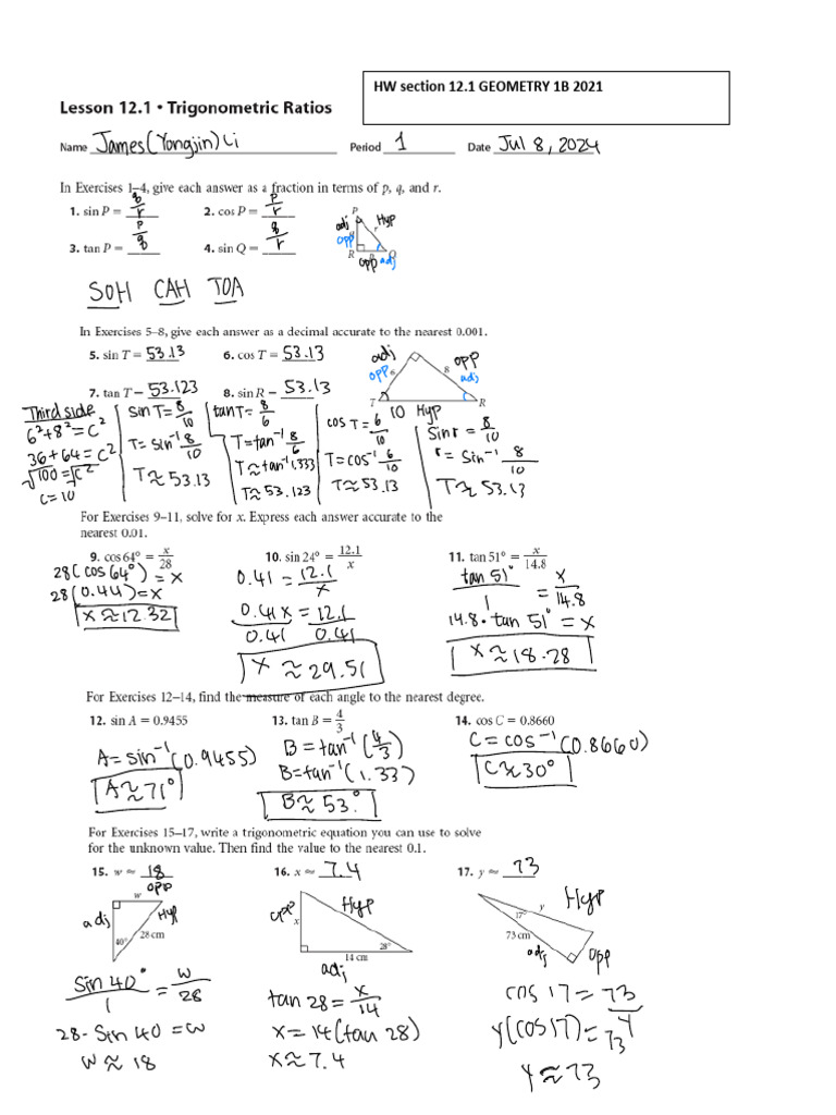 Trig Ratio | PDF