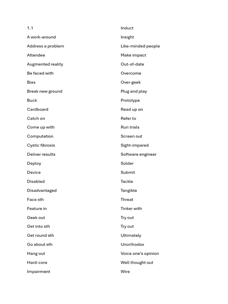 Unit 1 Word List | PDF